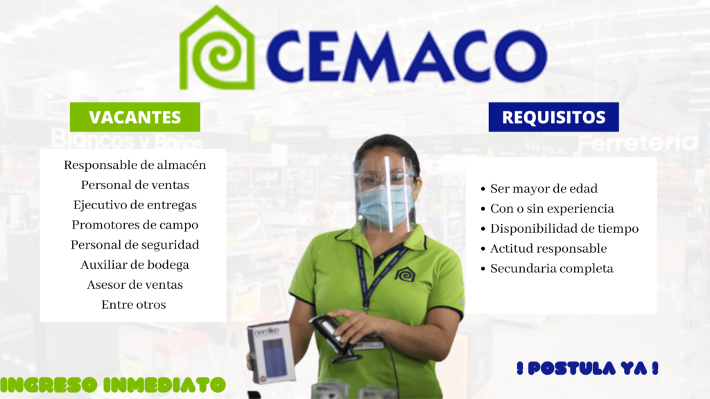 CEMACO-Cuenta con nuevas vacantes laborales - Portal de Trabajos